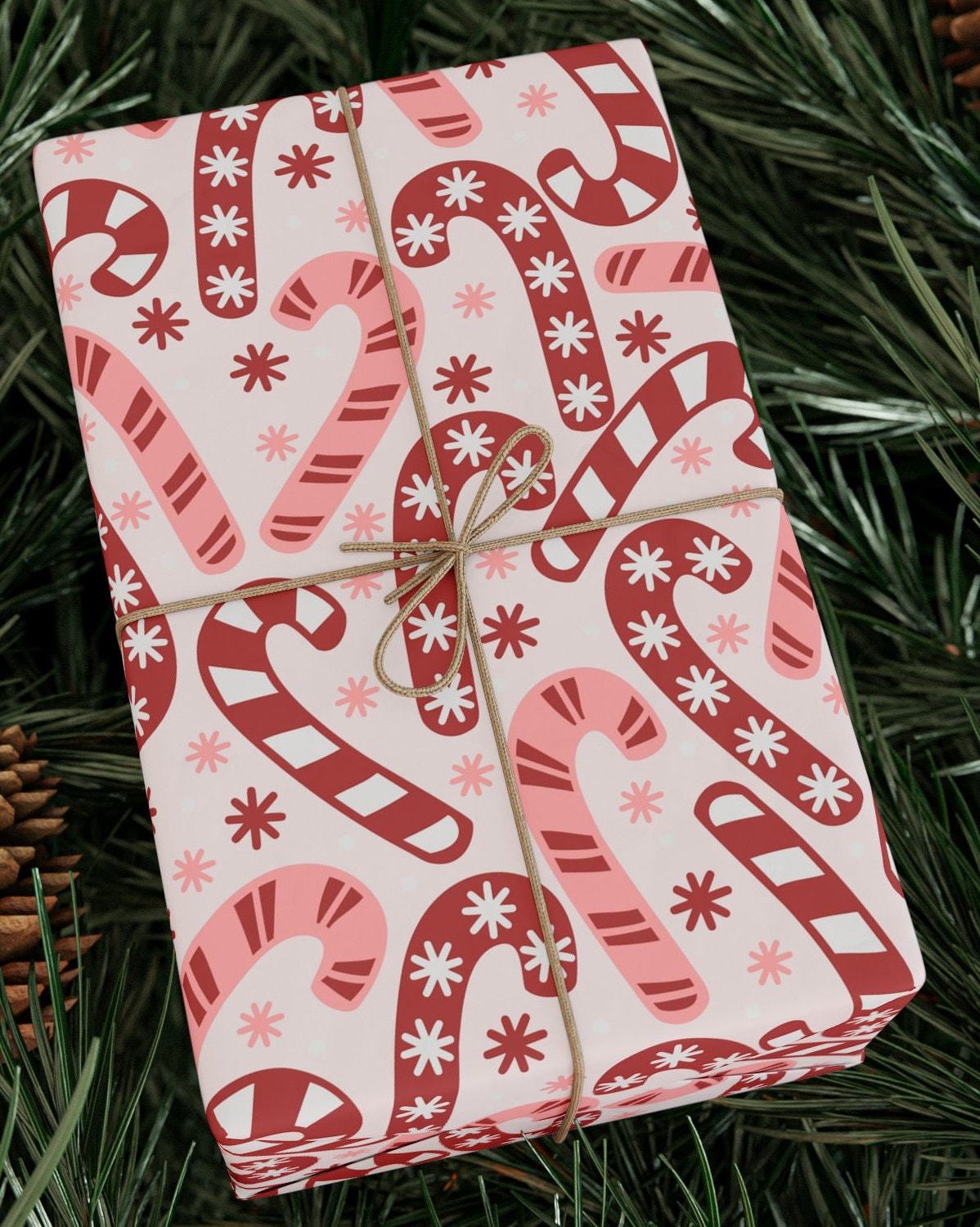 Pink Christmas Candy Cane Wrapping Paper Roll, Candy Cane Gift Wrapping ...