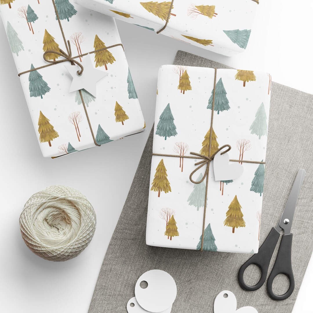 Christmas Trees Wrapping Papers, Festive Trees Gifts Wrapping Paper ...