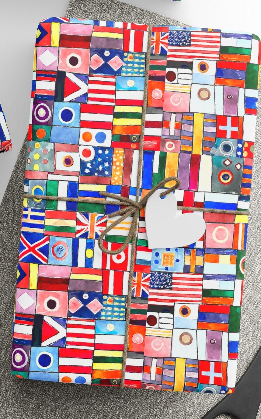 World Flags Wrapping Papers, Flags Gifts Wrapping Paper Roll, World ...