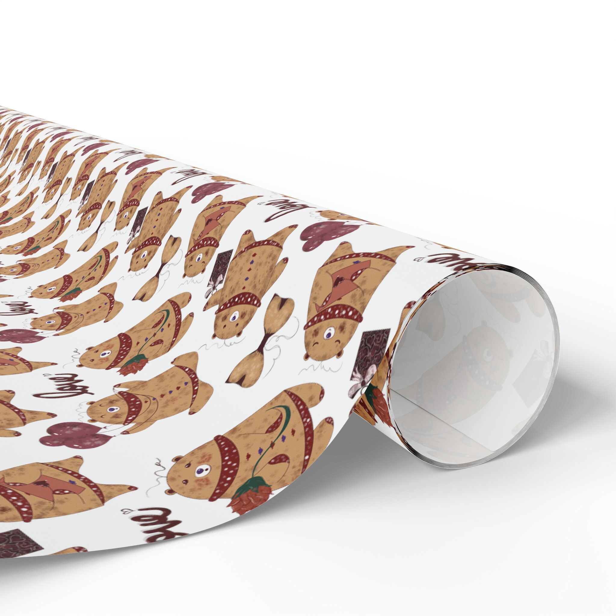 Bear Wrapping Paper Roll, Love Bears Wrapping Paper, Bear Birthday Gift ...