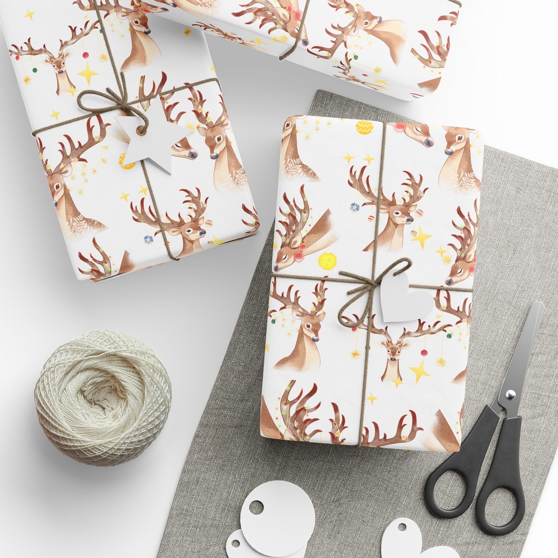 Deer Wrapping Papers, Reindeer Gift Wrapping Paper, Christmas Deer ...
