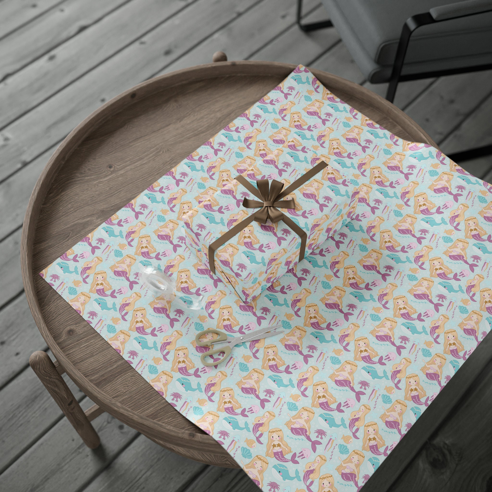 Mermaid Wrapping Paper Roll, Mermaids Gift Wrapping Paper Roll, Mermaid ...