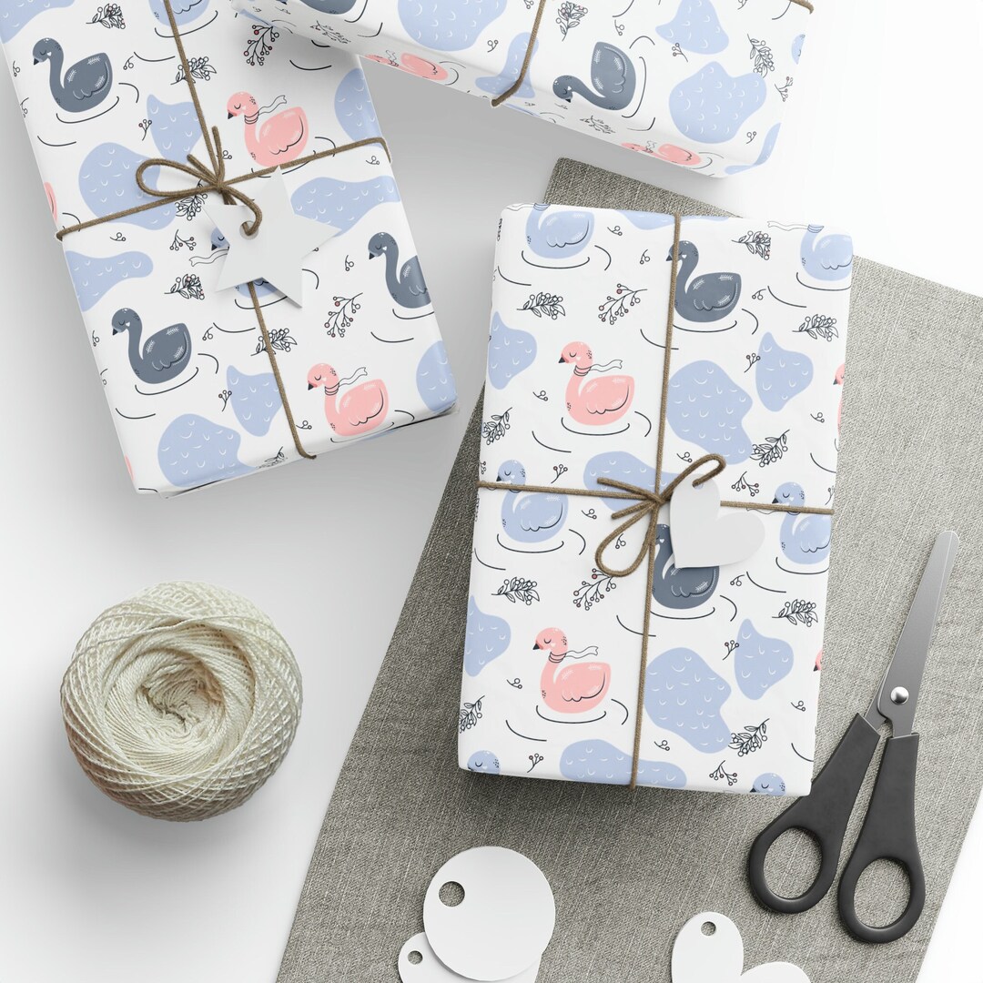 Cute Swans Wrapping Paper, Swan Gift Wrapping Paper, Swans Gifts for ...