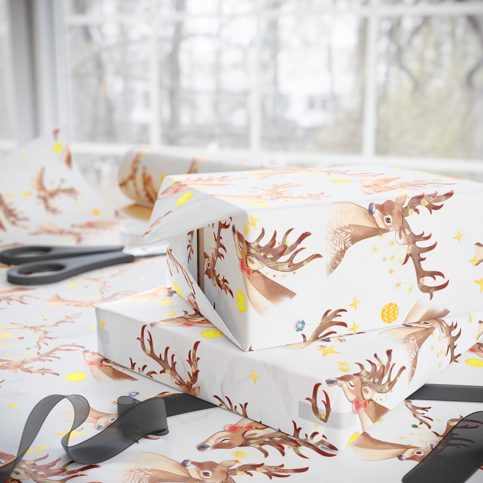 Deer Wrapping Papers, Reindeer Gift Wrapping Paper, Christmas Deer ...