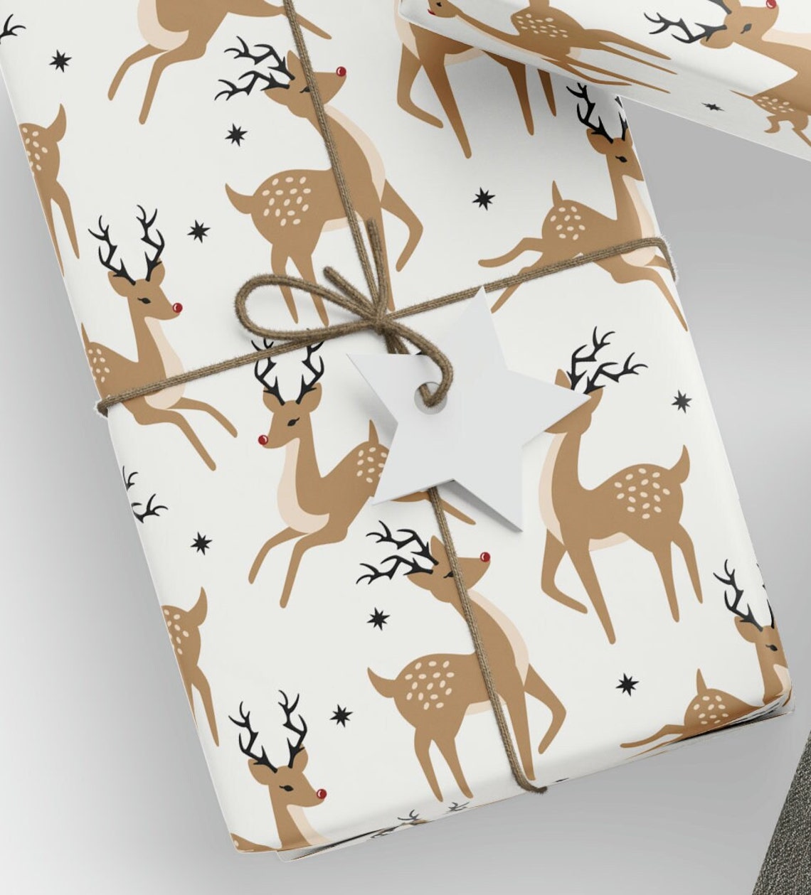 Deer Wrapping Paper Roll, Reindeer Christmas Gift Wrapping Paper ...