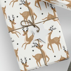 Deer Wrapping Paper Roll, Reindeer Christmas Gift Wrapping Paper ...