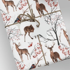 Wild Deer Gift Wrapping Paper Roll, Christmas Deer 2024 Gift Wrapping ...