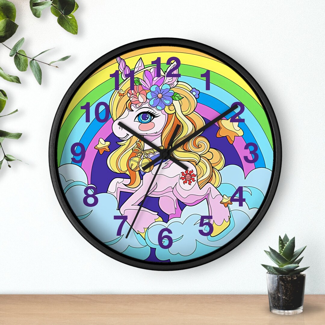 Unicorn Wall Clock, Rainbow Unicorn Clock, Unicorn Gift Clock Rainbow ...