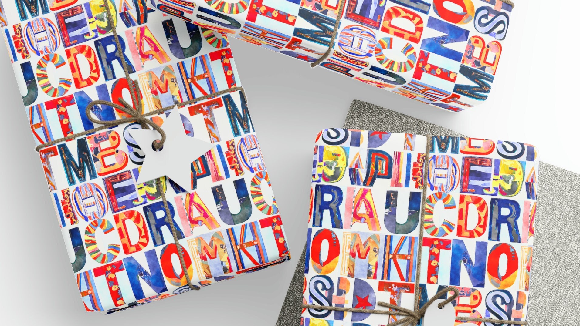 Alphabet Wrapping Paper Roll, Letters Wrapping Paper, Colorful Alphabet ...