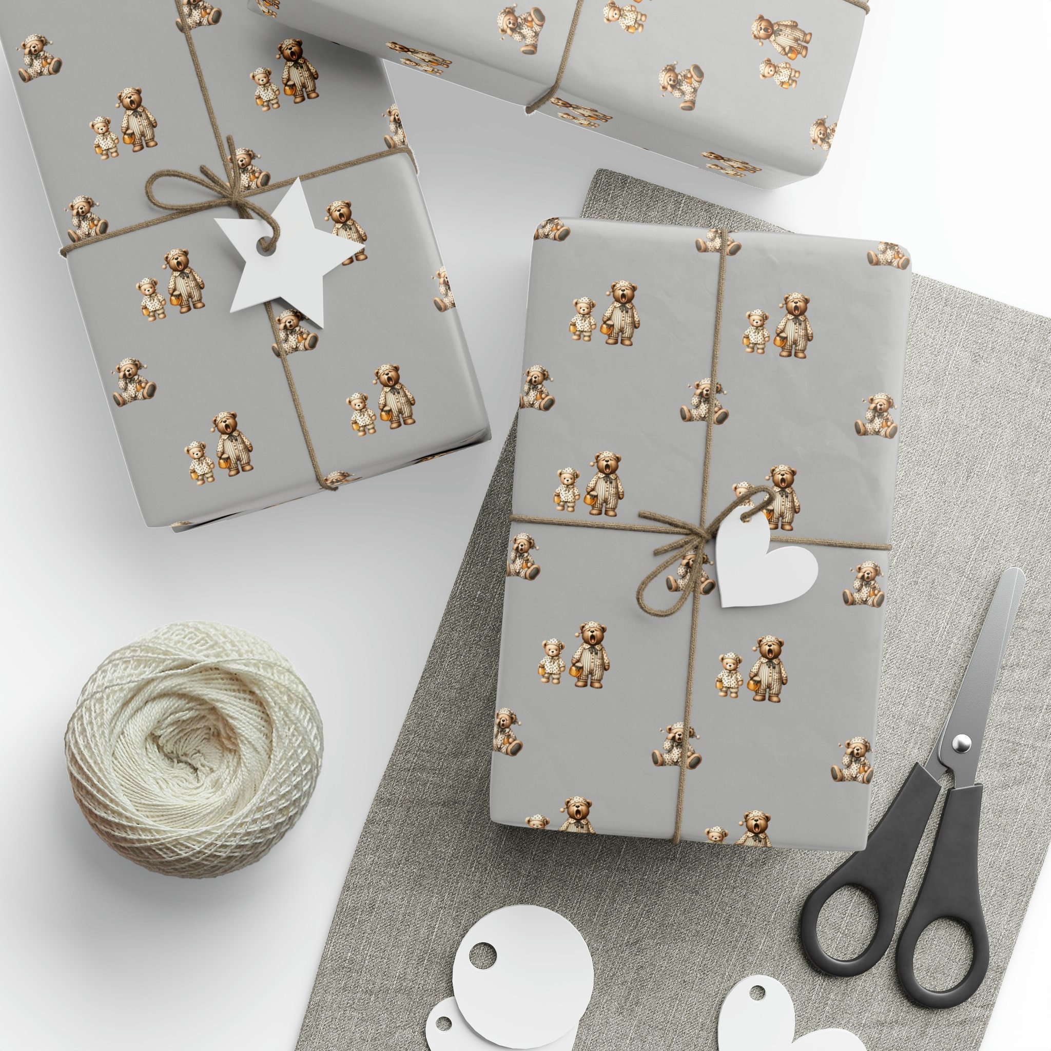 Bear Wrapping Paper, Sleeping Teddy Bear Wrapping Paper, Teddy Bear ...