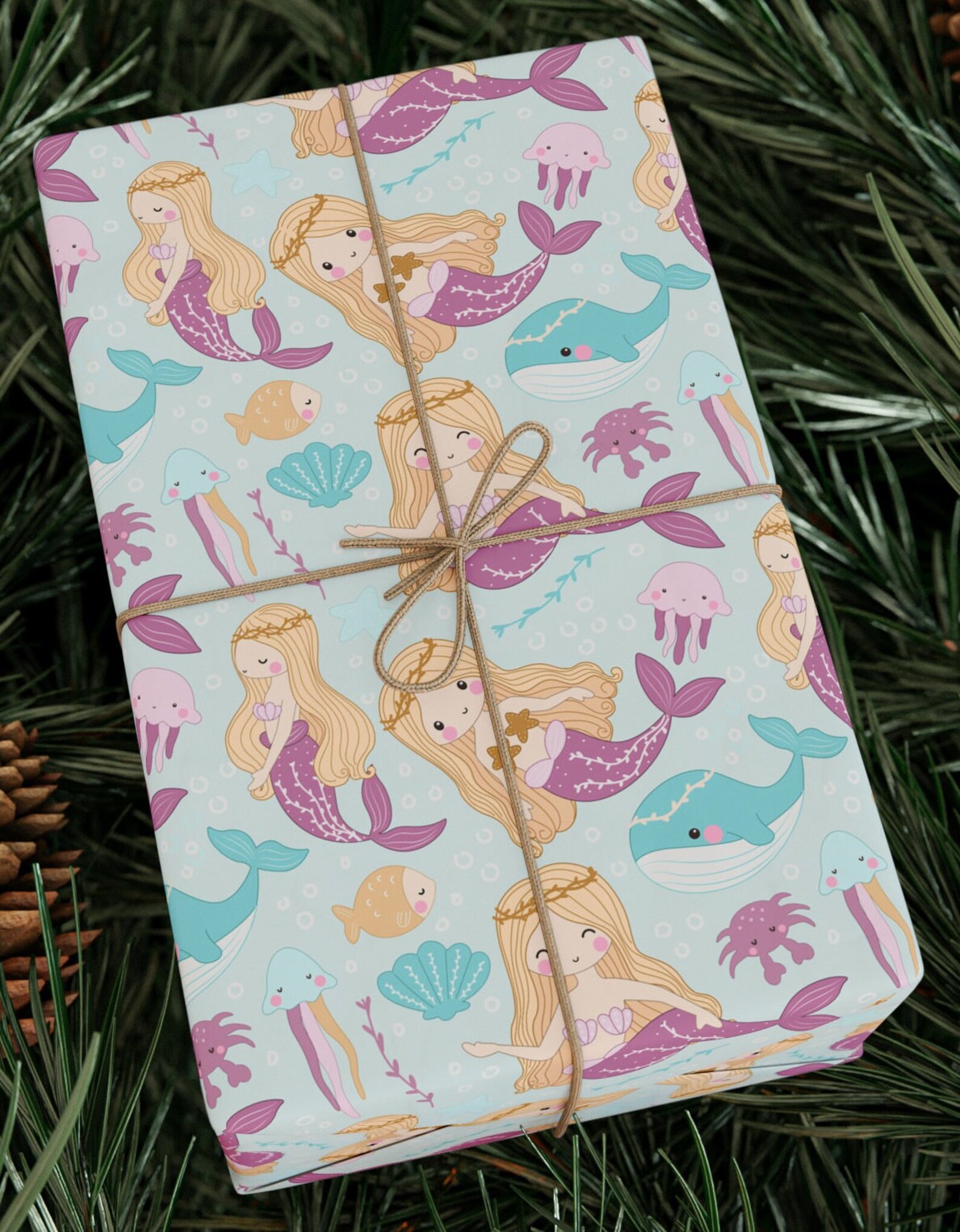 Mermaid Wrapping Paper Roll, Mermaids Gift Wrapping Paper Roll, Mermaid ...