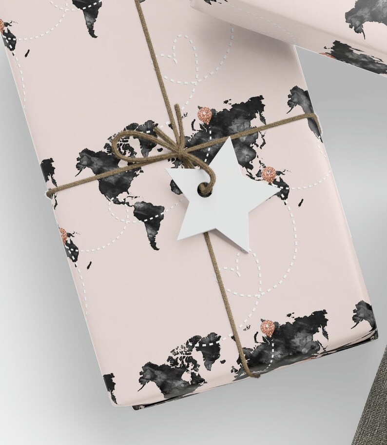 World Map Wrapping Paper Roll, World Map Gift Wrapping Paper, Map ...