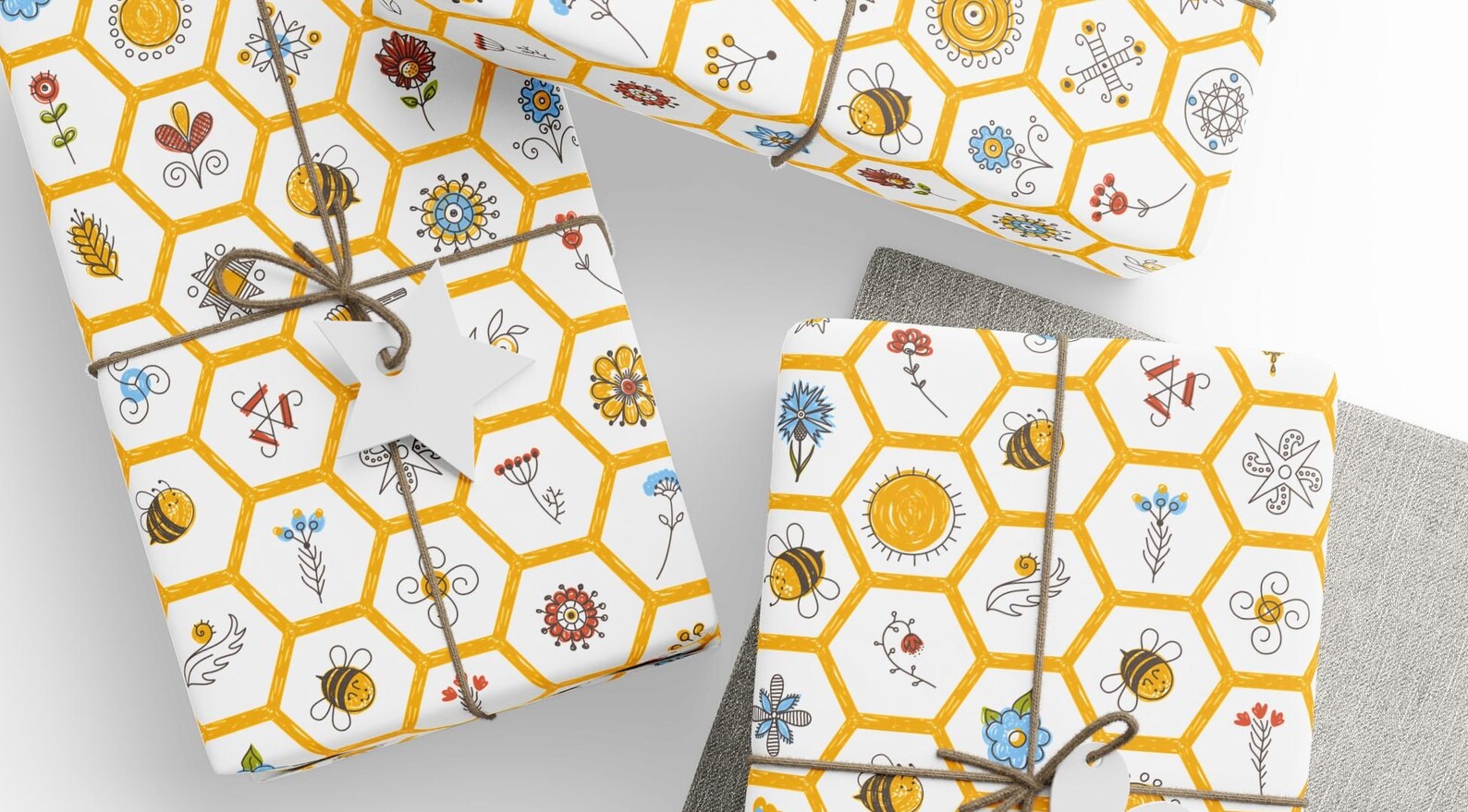 Cute Bee Wrapping Papers, Bee Wrapping Paper Roll, Beehive Gifts ...