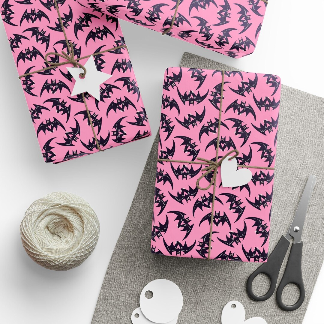 Halloween Wrapping Papers, Pink Halloween Gifts Wrapping Paper, Bats ...