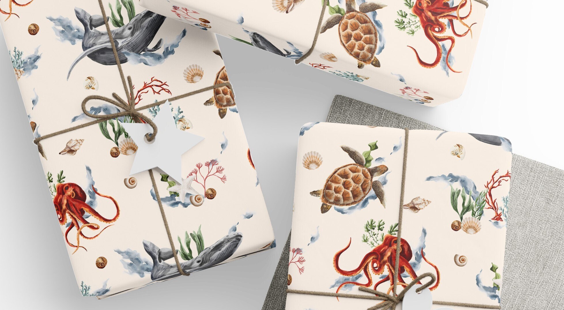 Marine Animals Wrapping Papers, Underwater Animals Gifts Wrapping Paper ...