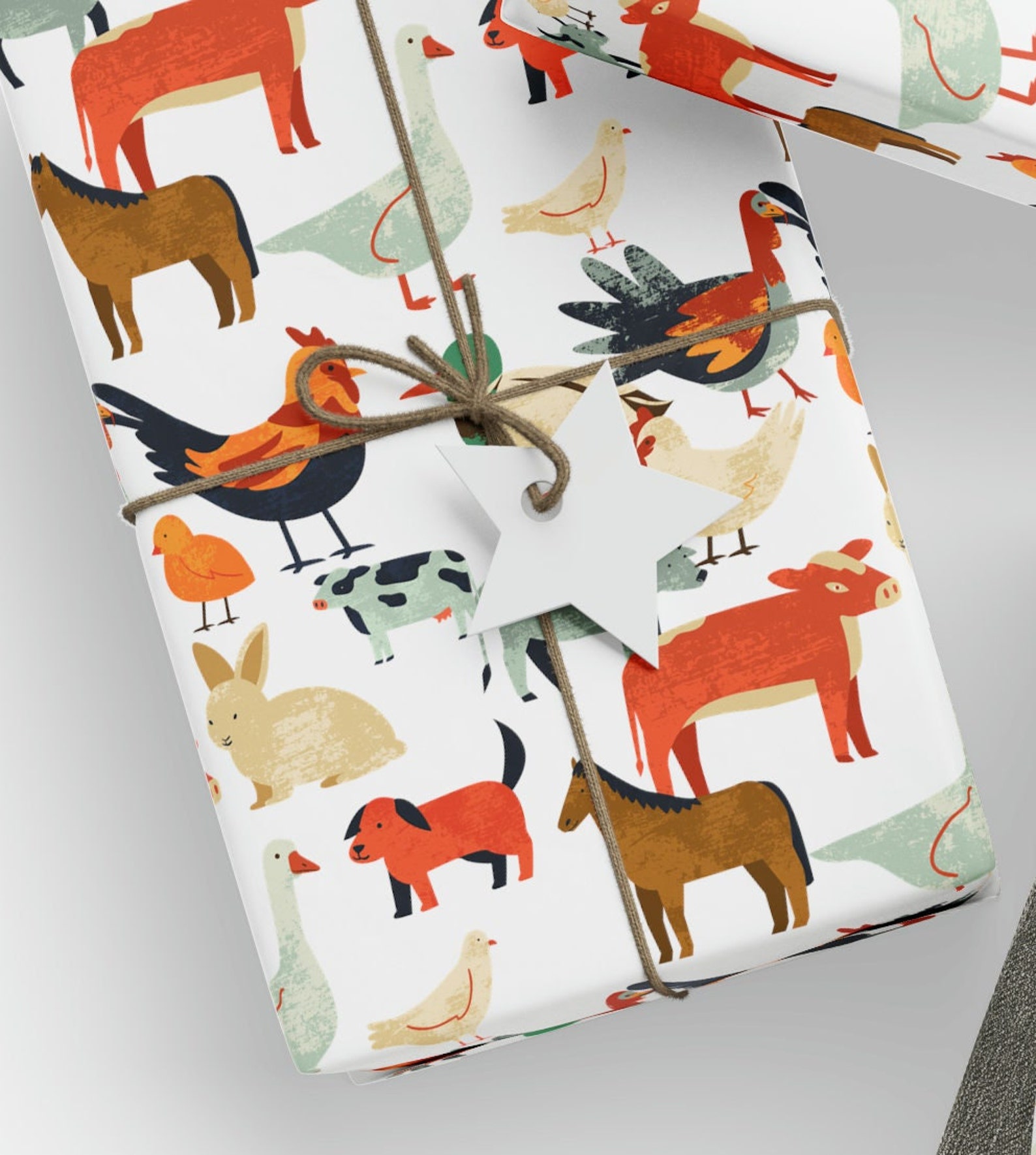 Farm Animals Wrapping Paper Roll, Animals Gift Wrapping Paper, Farm ...