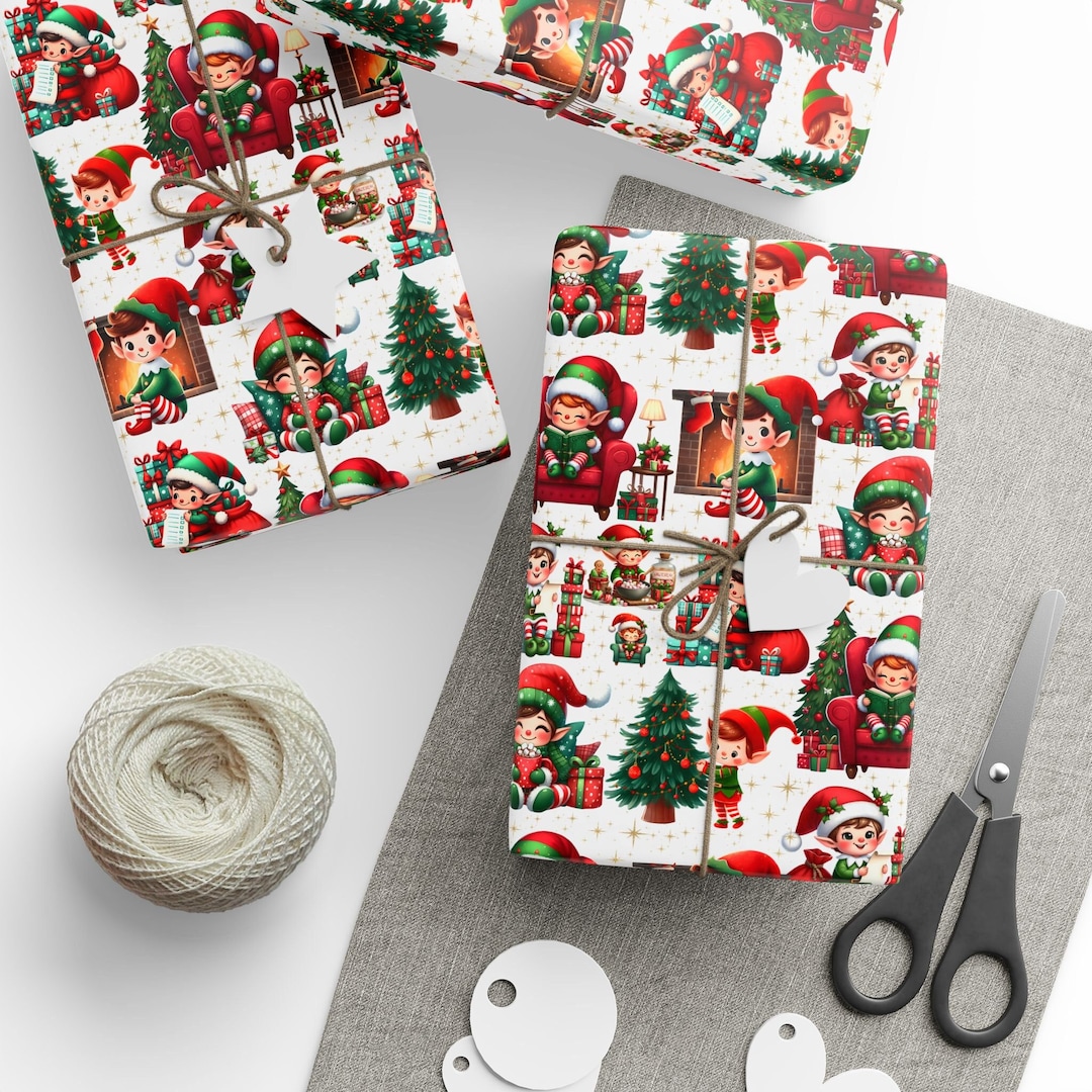 Elf Wrapping Paper, Elf Holiday Gift Wrap, Elf Christmas Wrapping Paper ...