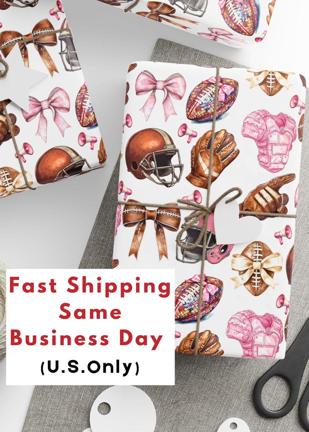 American Football Wrapping Papers, Football Coquette Wrapping Paper ...
