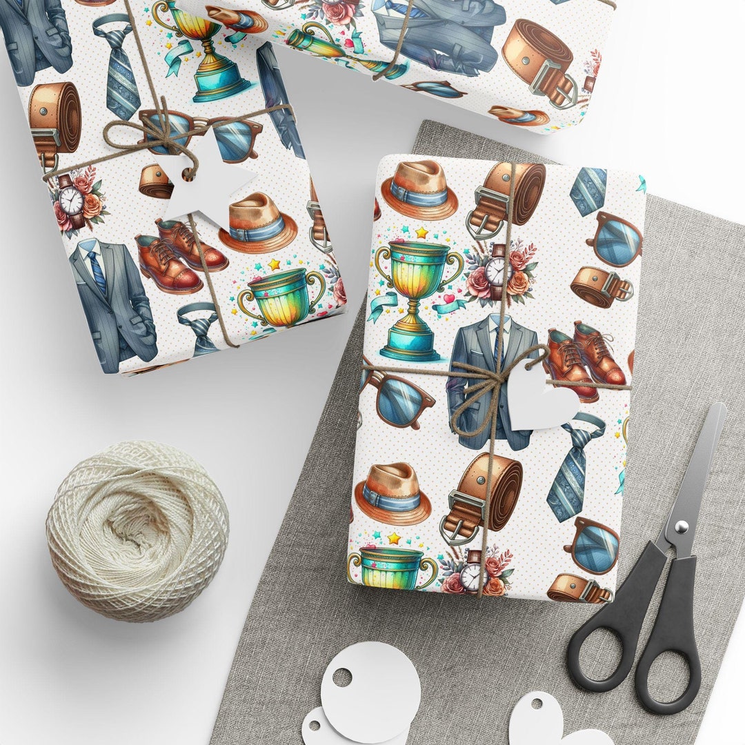 Father's Day Wrapping Paper, Dad Birthday Wrapping Paper Roll, Men Gift ...