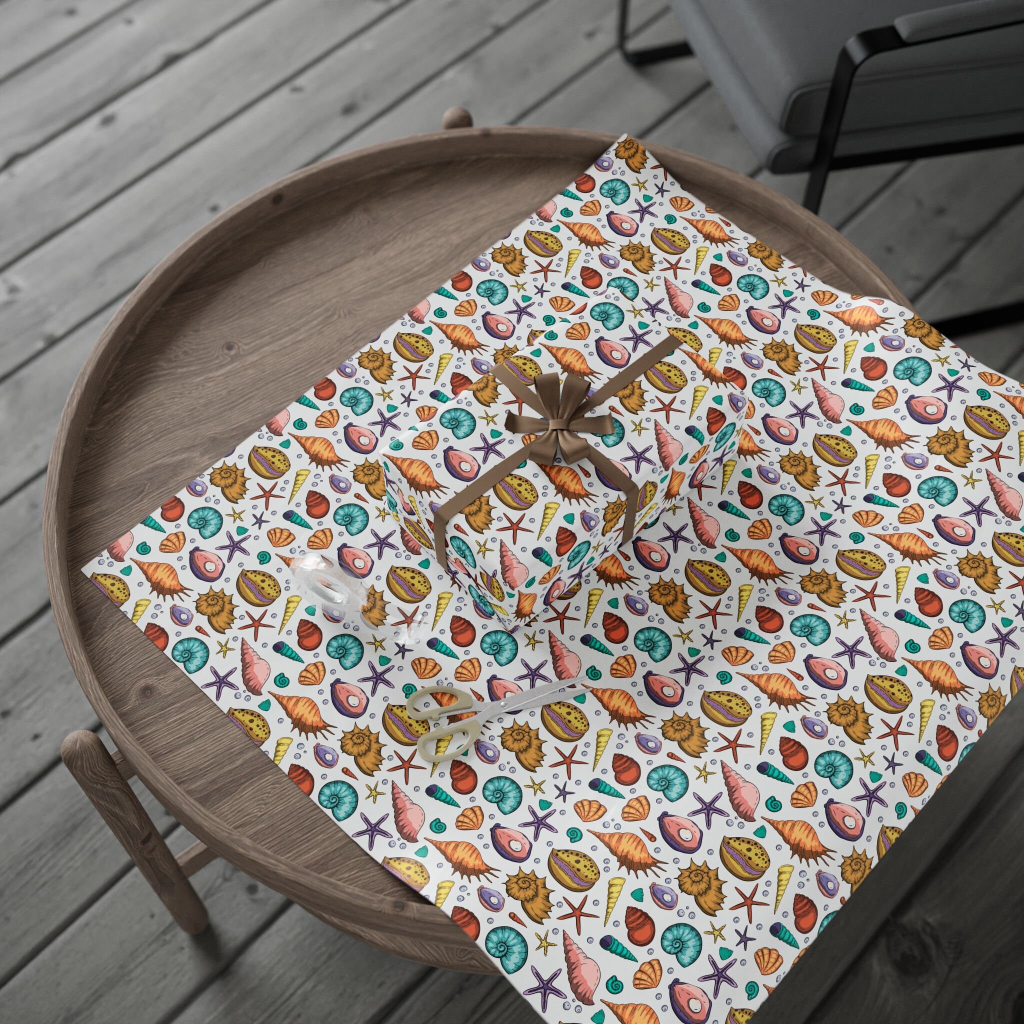 Sea Shells Wrapping Papers, Shells Gift Wrapping Paper Roll, Sea Shells ...
