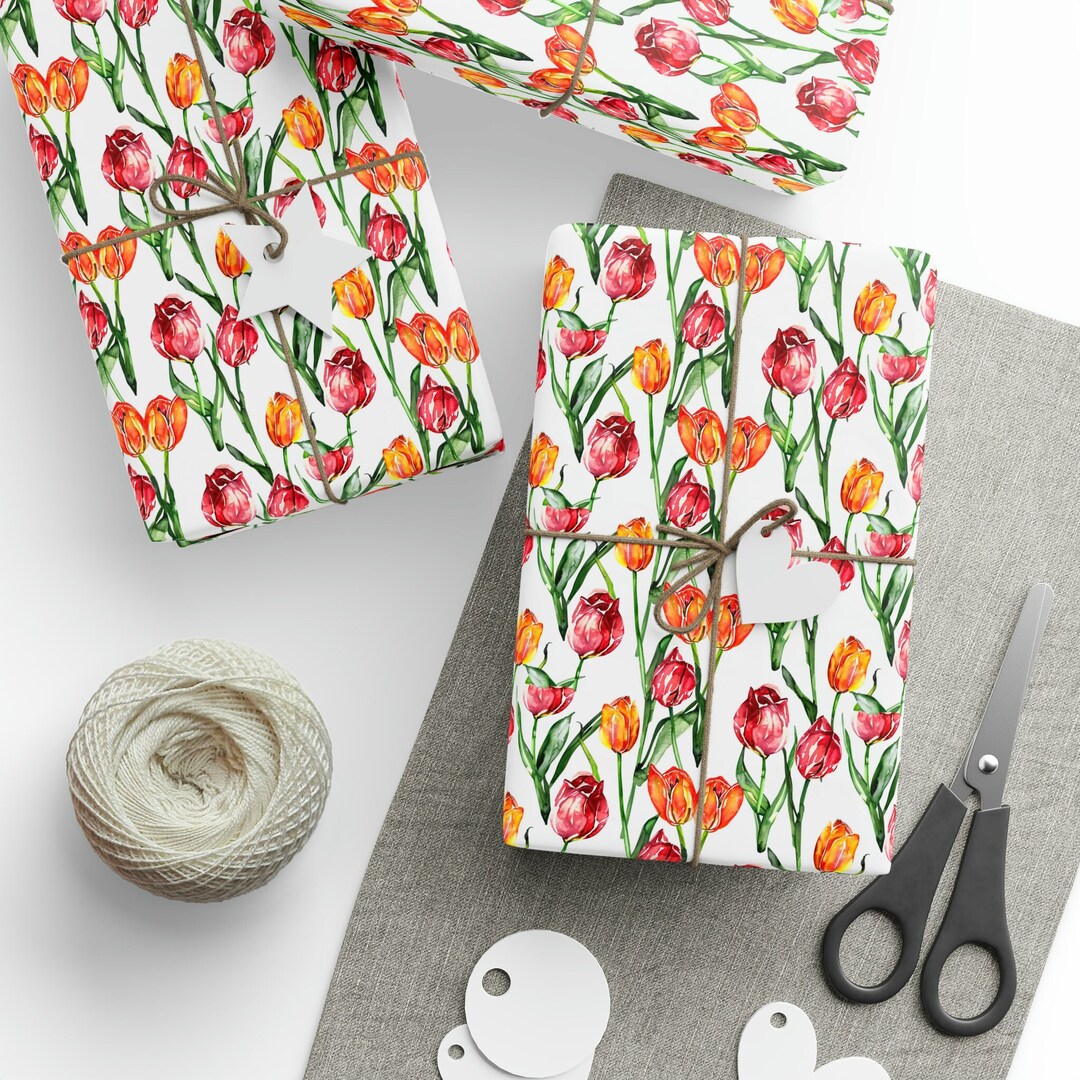 Tulip Flowers Wrapping Paper Roll, Tulips Wrapping Paper, Tulips ...