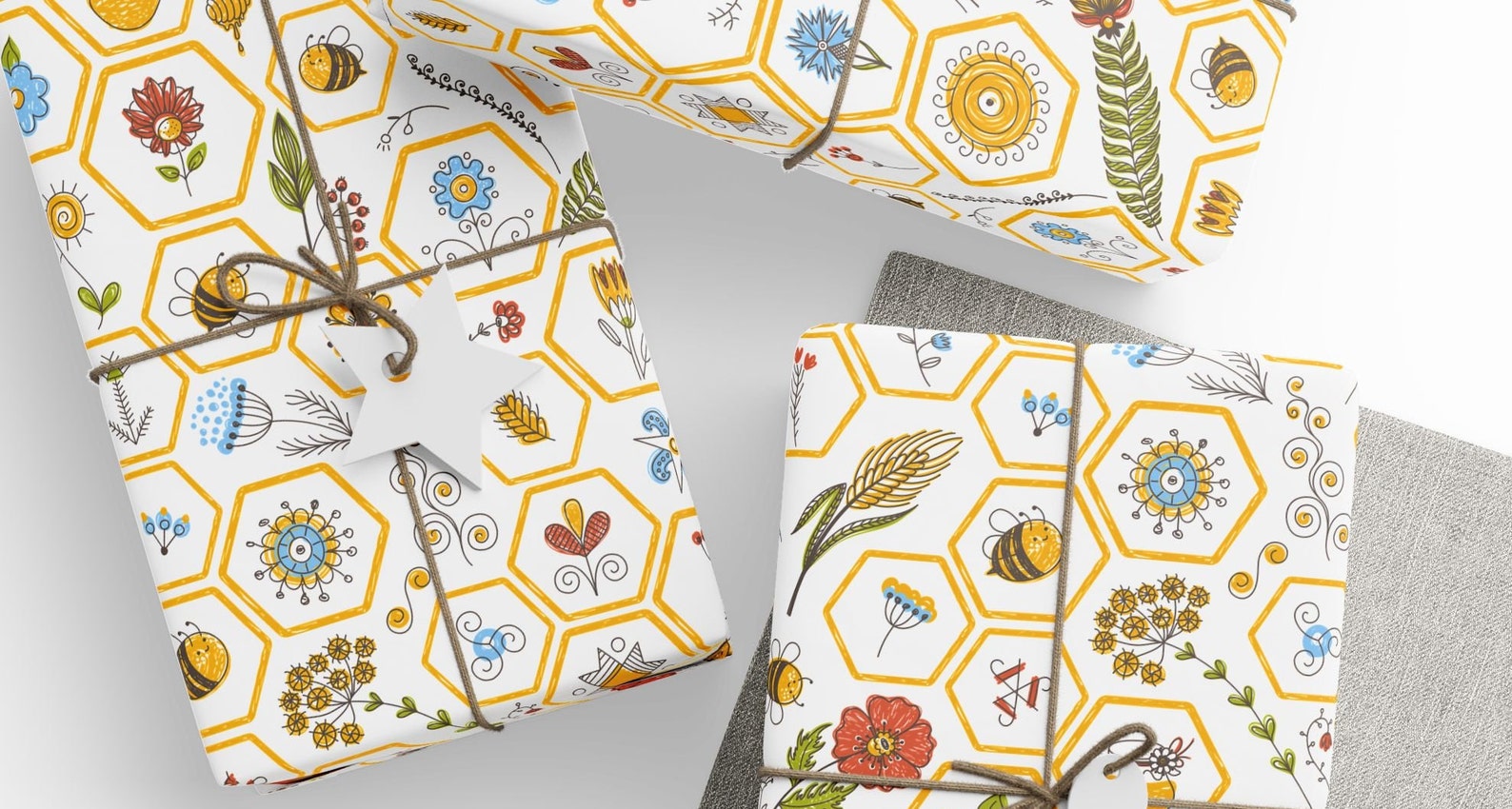 Cute Bee Wrapping Papers, Bee Wrapping Paper Roll, Beehive Gifts ...