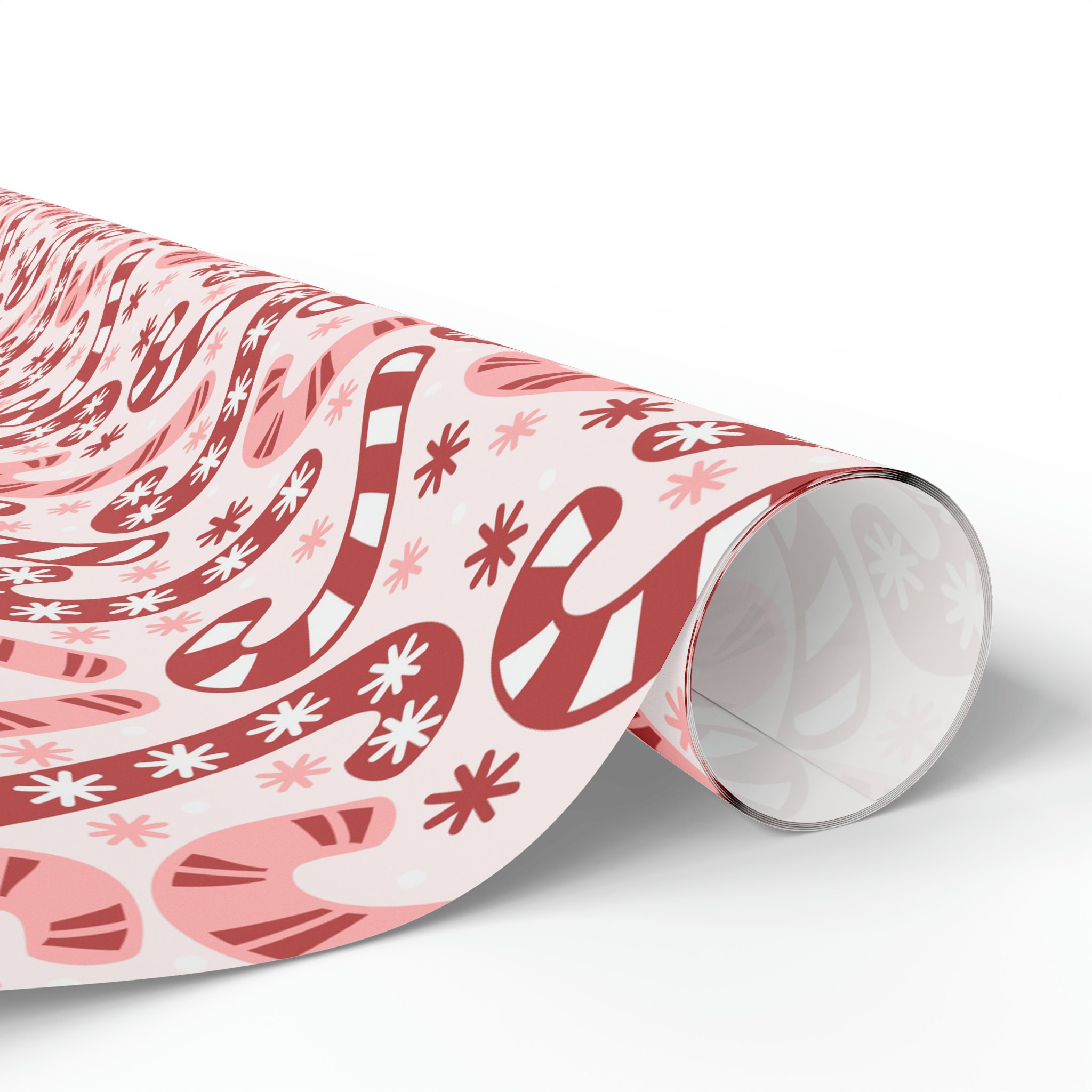 Pink Christmas Candy Cane Wrapping Paper Roll, Candy Cane Gift Wrapping ...