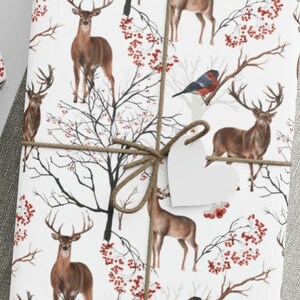 Wild Deer Gift Wrapping Paper Roll, Christmas Deer 2024 Gift Wrapping ...