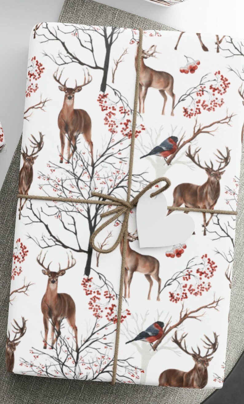 Wild Deer Gift Wrapping Paper Roll, Christmas Deer 2025 Gift Wrapping ...