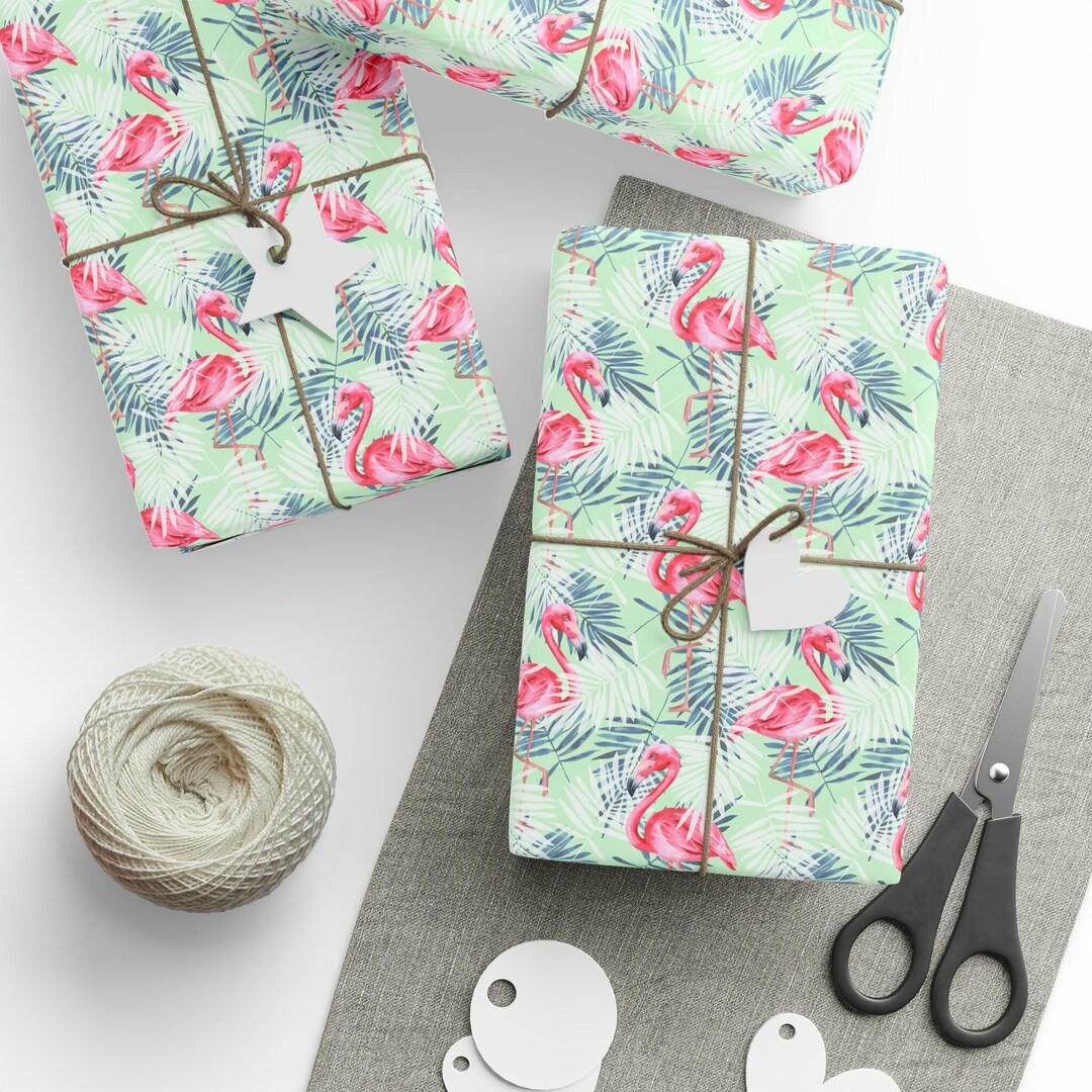 Flamingo Wrapping Paper, Flamingo Birthday Gift Wrapping Paper ...