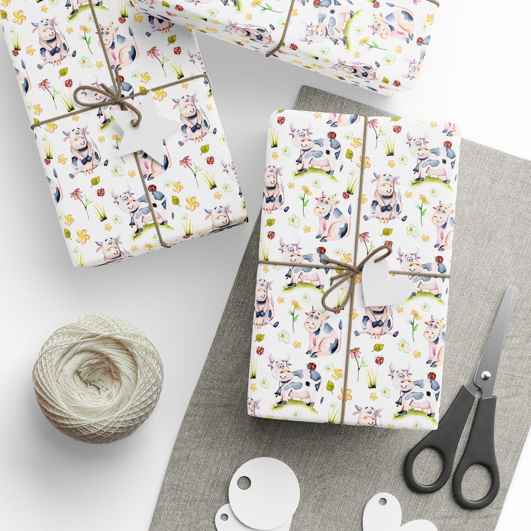 Cow Wrapping Papers, Cow and Ladybug Gift Wrapping Paper Roll, Cow ...