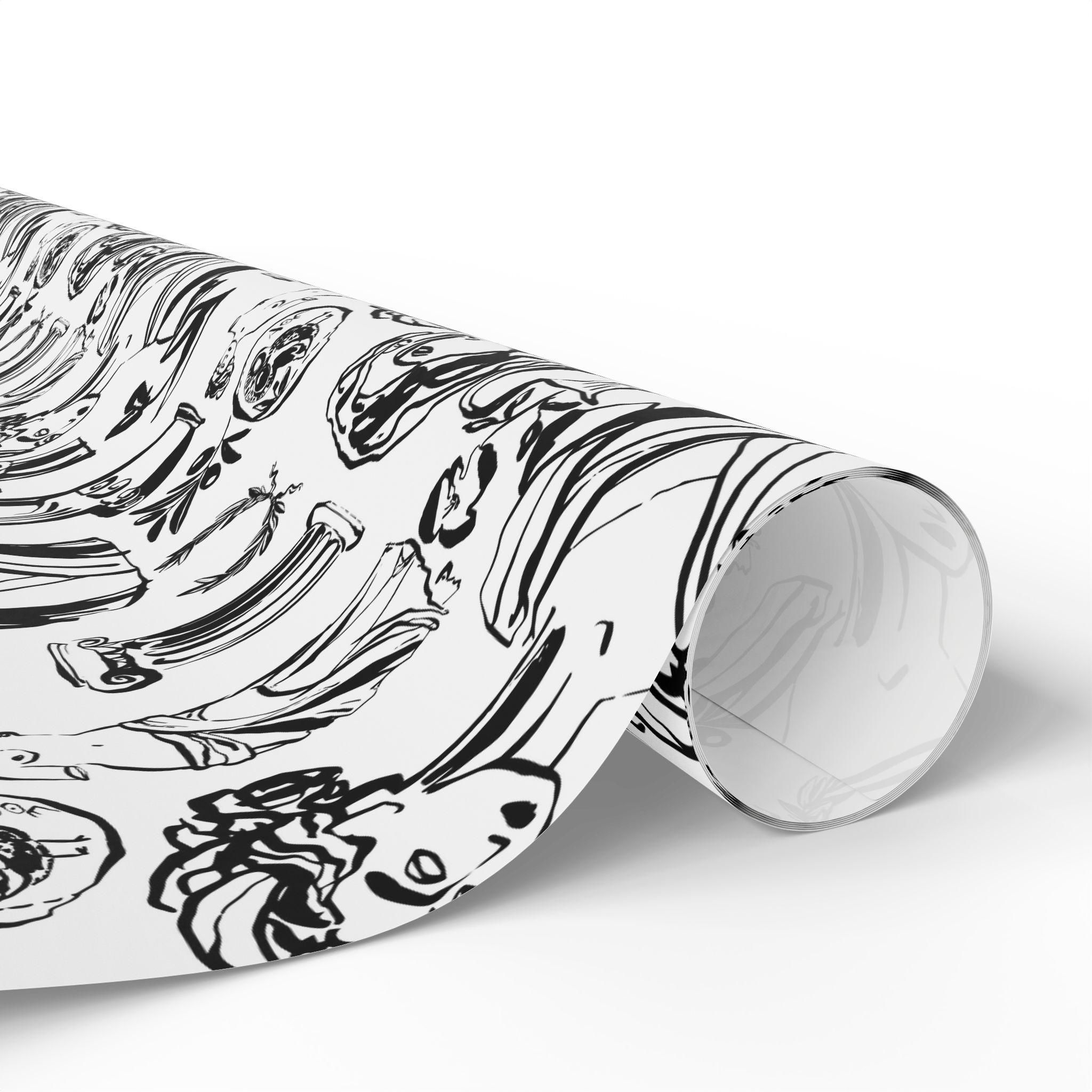 Ancient Greek Wrapping Paper Roll, Black and White Ancient Greek ...