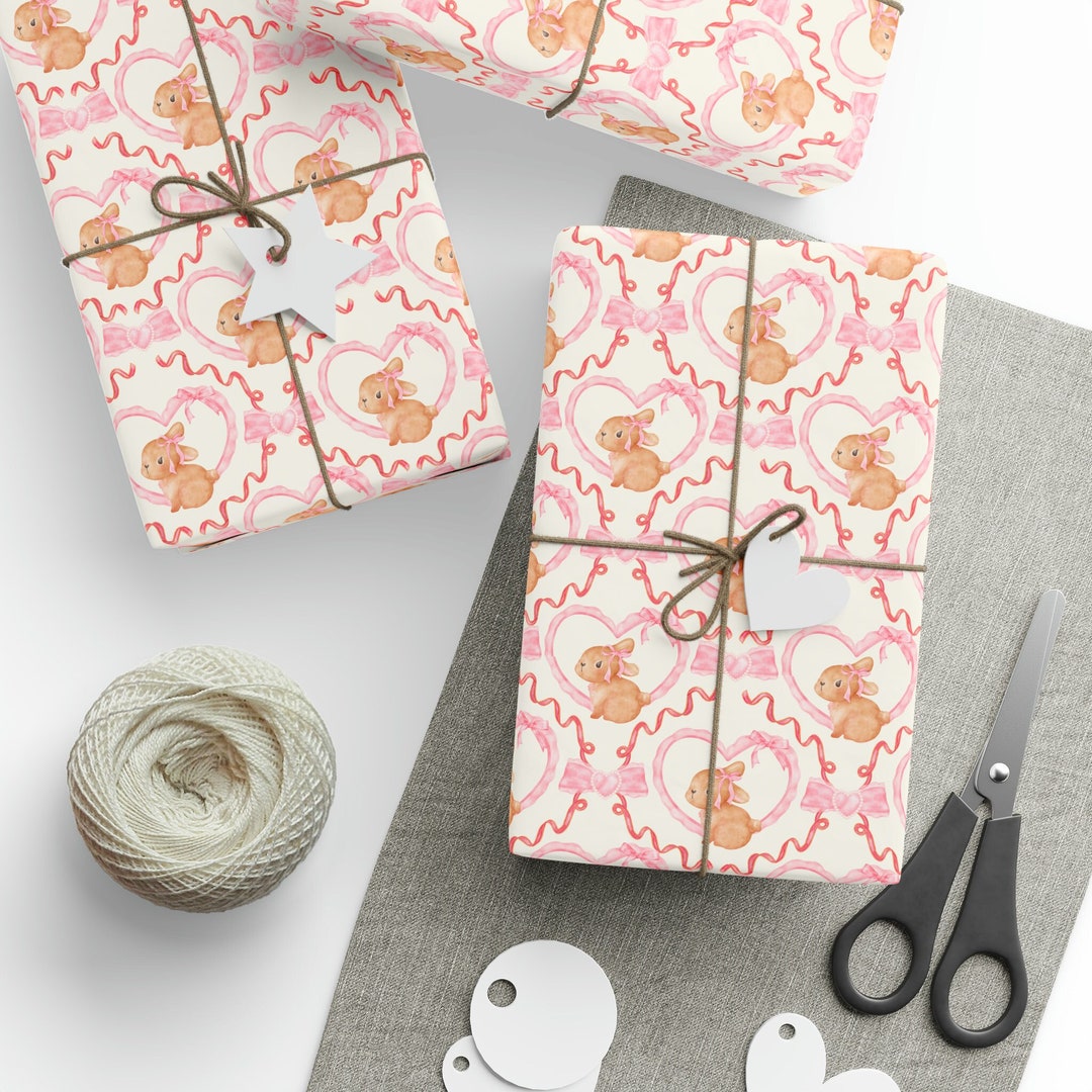 Bunny Wrapping Paper Roll, Coquette Bunny Gifts, Coquette Gift Wrapping ...