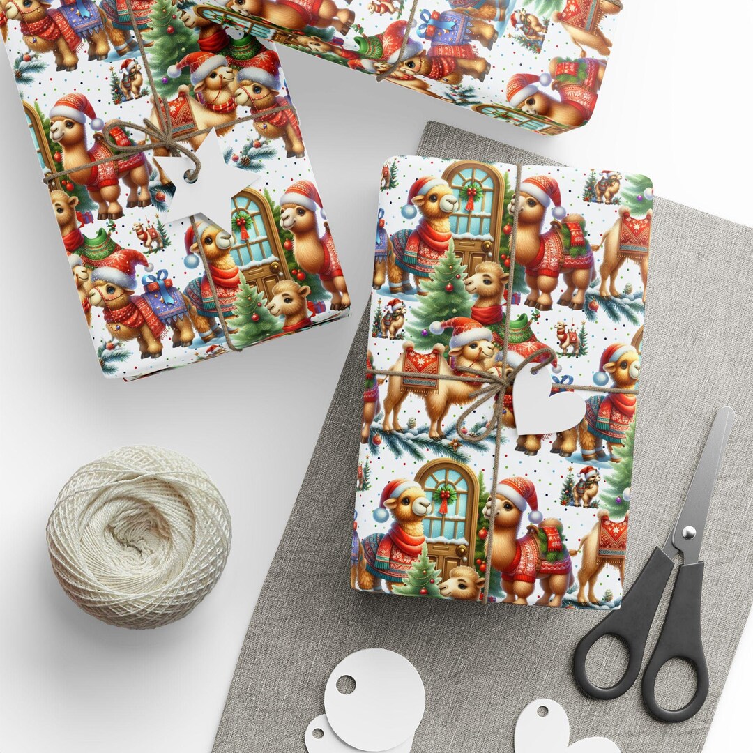 Camel Santa Holiday Wrapping Paper for Gifts, Camel Christmas Gift Wrap ...