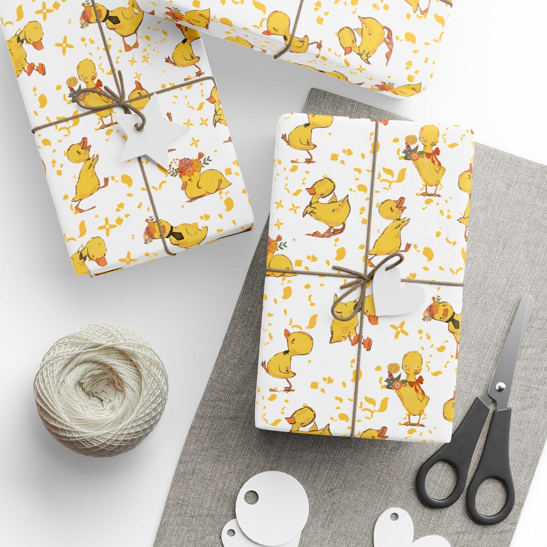 Little Ducks Wrapping Paper Roll, Cute Ducks Gift Wrap for Baby Showers ...