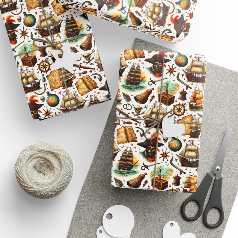 Pirates Wrapping Papers, Pirate Map Gifts Wrapping Paper Roll, Pirate ...