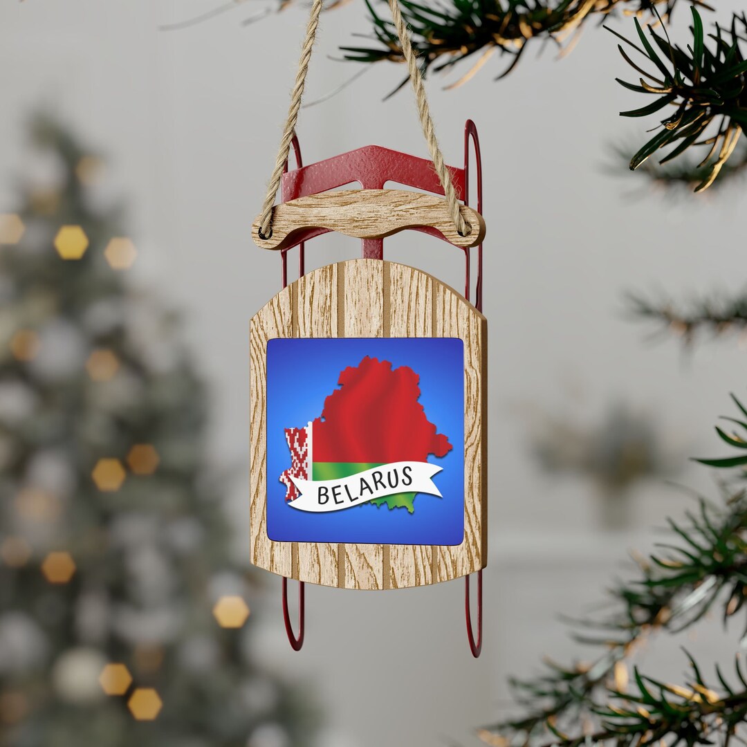 Belarus Flag Sled Ornament, Belarus Unique Winter Decor, Belarus ...