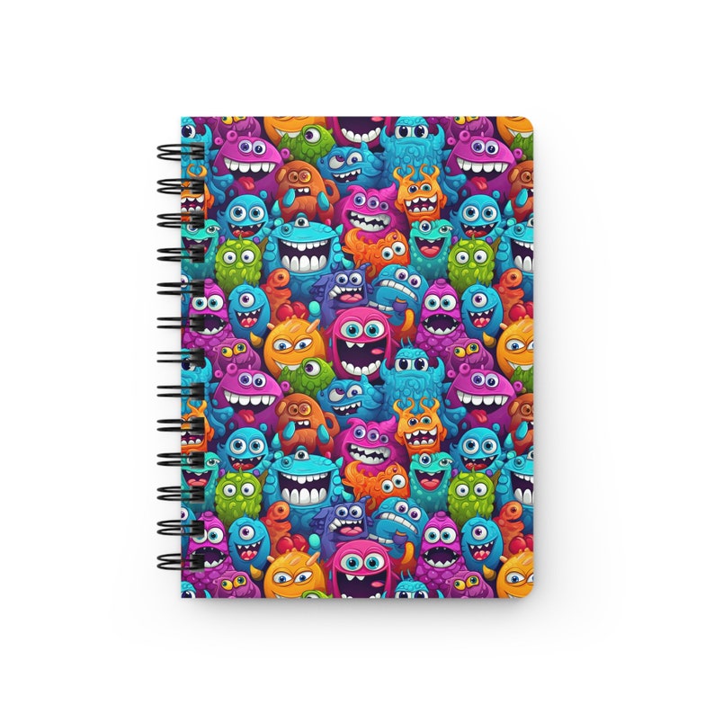 Monsters Spiral Bound Notebook, Cute Monsters Notebook - Etsy