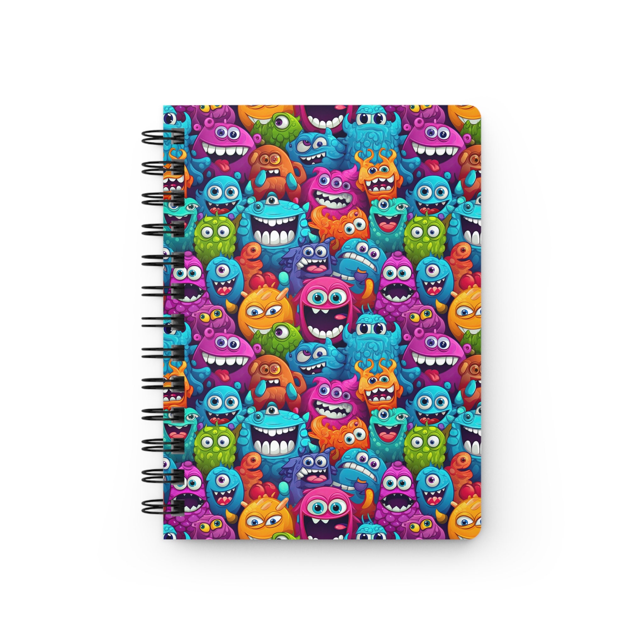 Monsters Spiral Bound Notebook, Cute Monsters Notebook - Etsy