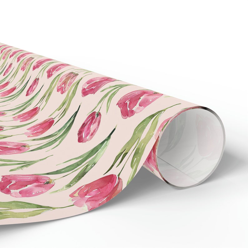 Pink Tulips Gift Wrapping Paper Roll, Tulips Gift Wrapping Paper, Tulip ...