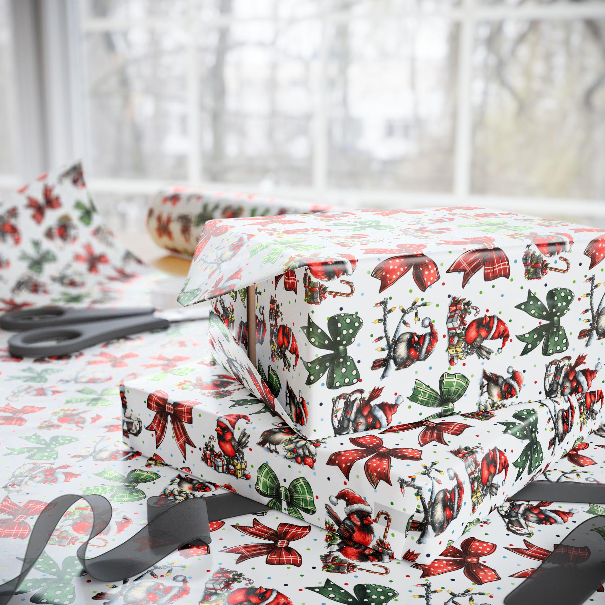 Red Cardinal Christmas Wrapping Paper Roll, Cardinal Holiday Gift ...