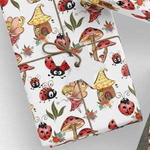 Ladybug and Fairy Wrapping Paper, Ladybug Wrapping Paper, Ladybug ...