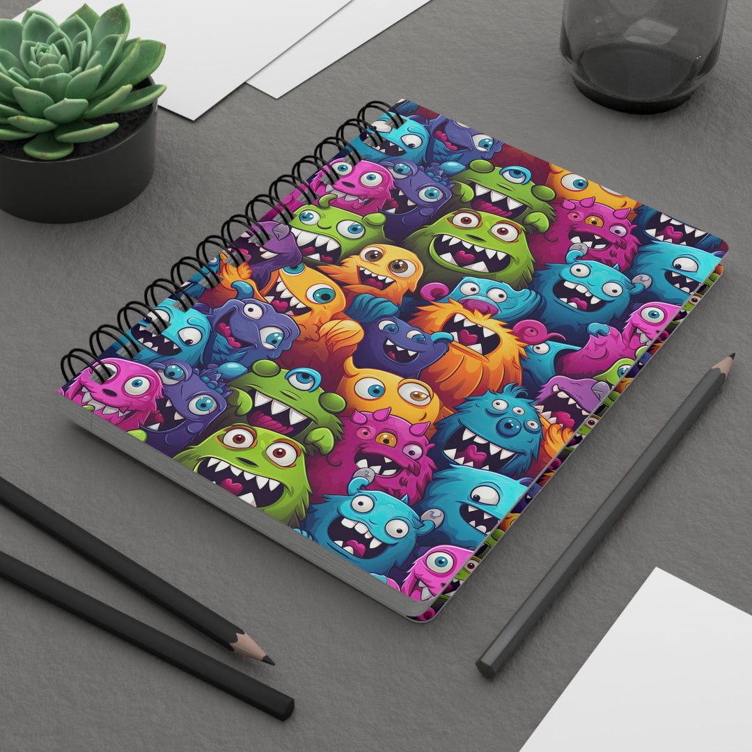 Happy Monsters Spiral Bound Notebook, Monsters Notebook - Etsy