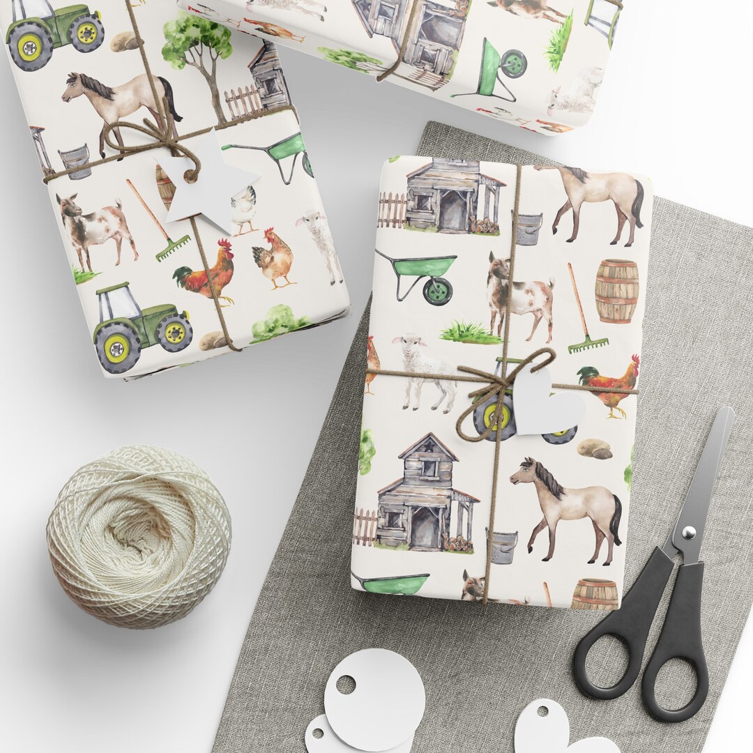 Farm Wrapping Papers, Farm Animals Gift Wrapping Paper Roll, Farm ...