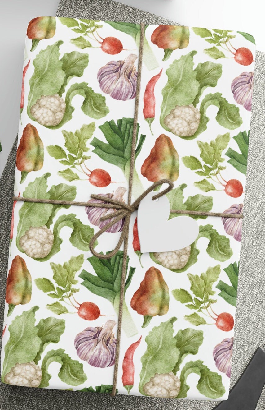 Vegetables Wrapping Paper Roll, Veggies Gifts, Vegetable Watercolor ...