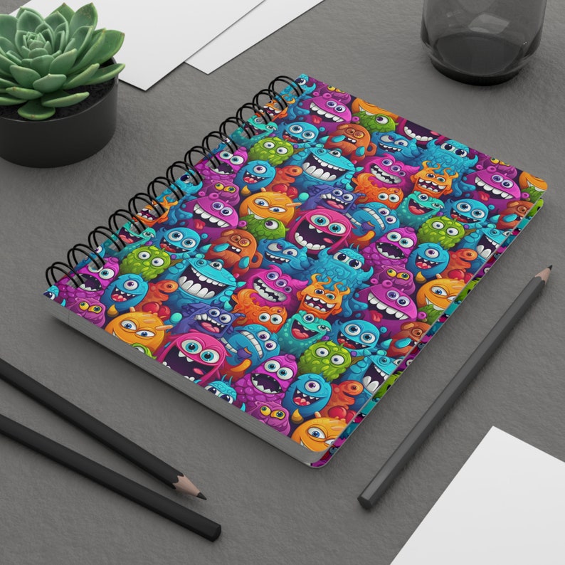 Monsters Spiral Bound Notebook, Cute Monsters Notebook - Etsy