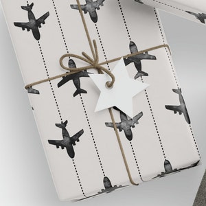 Airplane Wrapping Paper Roll, Airplane Watercolor Gift Wrapping Paper ...