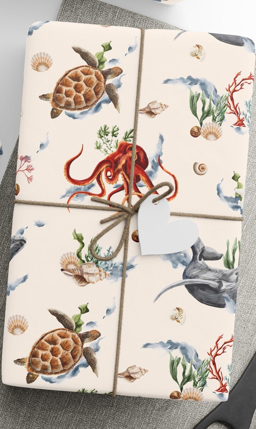 Marine Animals Wrapping Papers, Underwater Animals Gifts Wrapping Paper ...