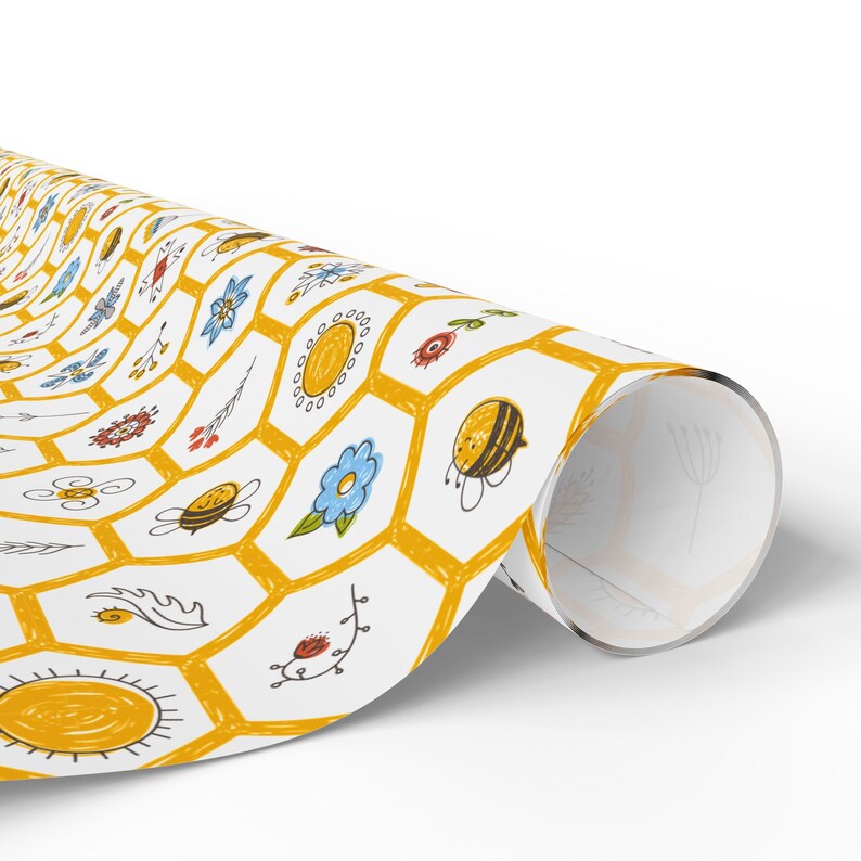 Cute Bee Wrapping Papers, Bee Wrapping Paper Roll, Beehive Gifts ...