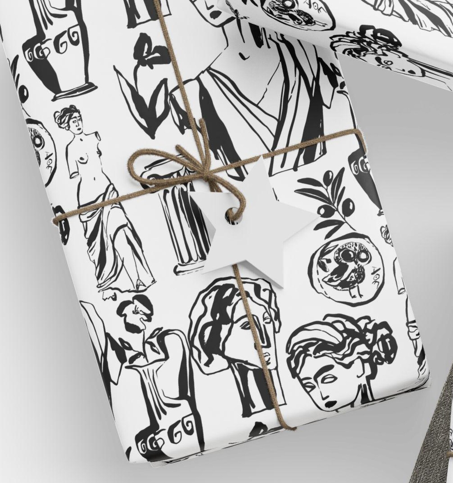 Ancient Greek Wrapping Paper Roll, Black and White Ancient Greek ...
